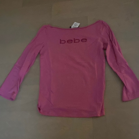 bebe | Tops | Y2k New Without Tags Bebe Stretch Logo Boatneck Tee Size ...